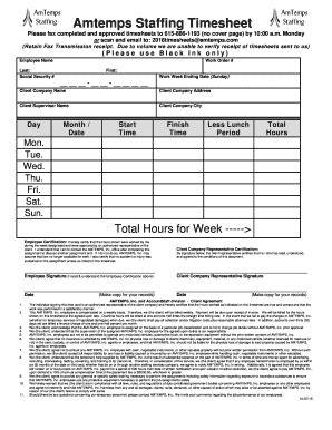 Fillable Online Amtemps Staffing Timesheet Fax Email Print PdfFiller