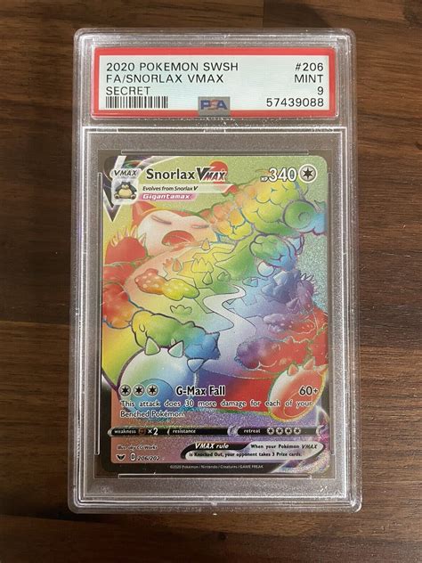 Pokemon Snorlax Vmax Rainbow Rare Secret Sword Shield Psa Values Mavin