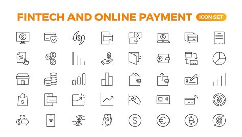 Conjunto De Fintech Moderno Iconos Sencillo L Nea Arte Estilo Conos