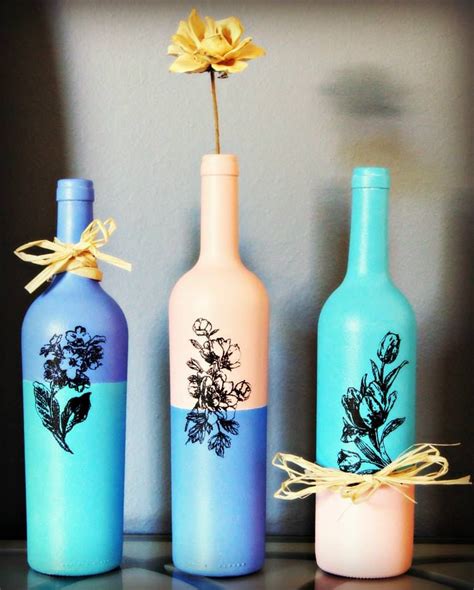 Painted Bottles Each Or For Set Of Tree Bottle Crafts