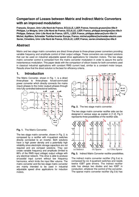 pdf comparison of losses between matrix and indirect matrix converters with an improved modulation
