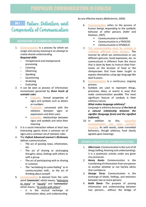 purposive communication complete lecture notes communication is a process by which we assign