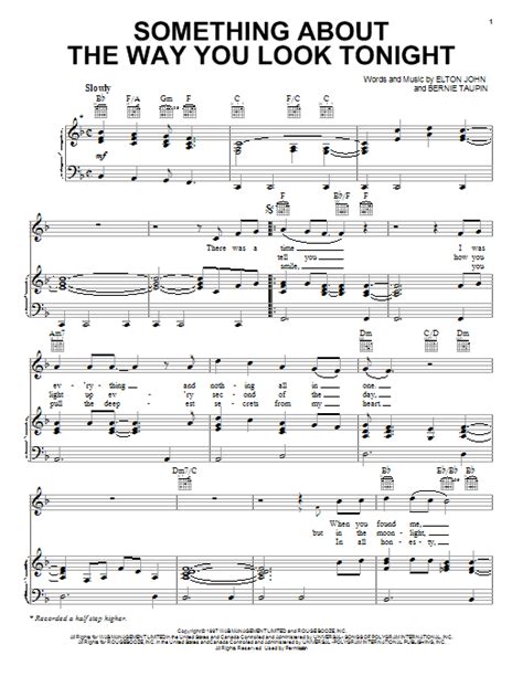 Elton John Something About The Way You Look Tonight Sheet Music Notes