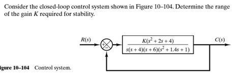 Solved Consider The Closed Loop Control System Shown In Chegg