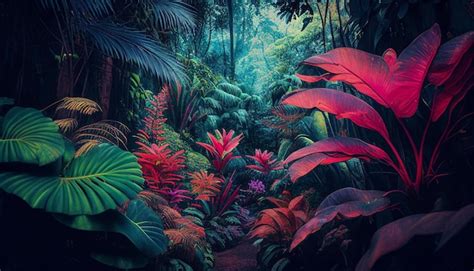 Premium AI Image A Dense Forest With A Jungle Scene
