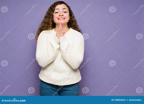 Beautiful Woman Begging For A Favor Stock Image Image Of Please Space 238826621