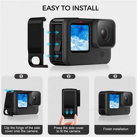 Gopro Hero 10 9ブラックの交換用バッテリーカバーGoProアクションカメラ用の電源サイドドアVlogアクセサリーを介したUSB