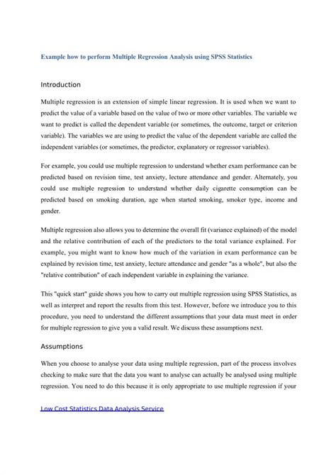 pdf example how to perform multiple regression analysis using spss statistics dokumen tips