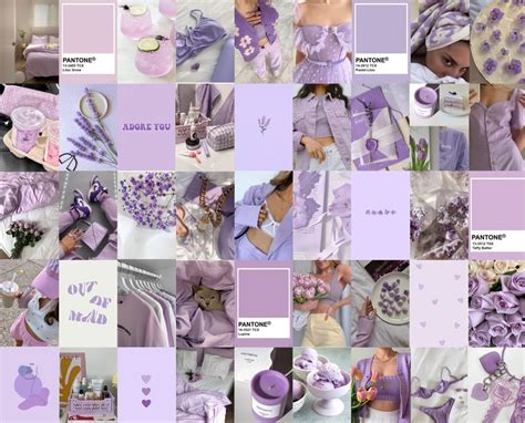 Photo Wall Collage Kit Lavender Light Purple Aesthetic 3 Set Of 70