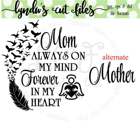 Mom Always On My Mind Forever In My Heart SVG DXF EPS File Etsy