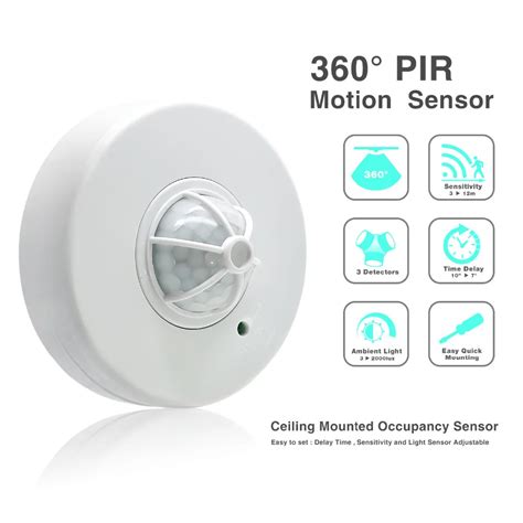 110 240V AC Adjustable 360 Degree Ceiling PIR Infrared Body Motion