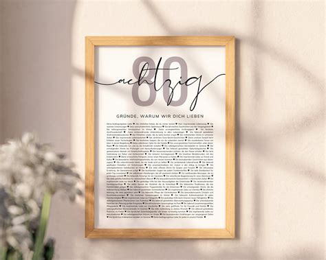 80 Gründe Warum Wir Dich Lieben 80 geburtstag Geschenk Etsy