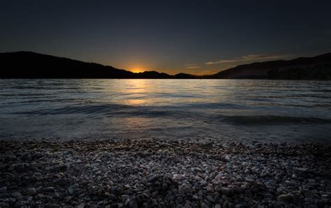 Papel De Parede Luz Solar Panorama P R Do Sol Mar Noite Colina