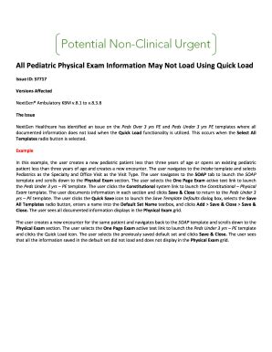 Fillable Online All Pediatric Physical Exam Information May Not Load