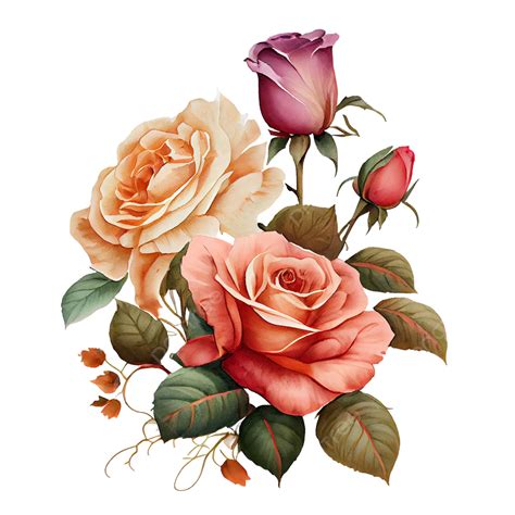 Watercolor Rose Bouquet Rose Roses Flower PNG Transparent Clipart