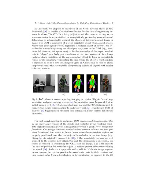 video human segmentation using fuzzy object models and its application to body pose estimation