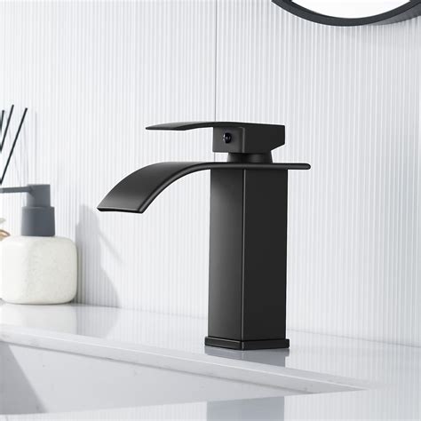Auralum Robinet Lavabo Cascade Noir MISE À NIVEAU Moderne Mitigeur
