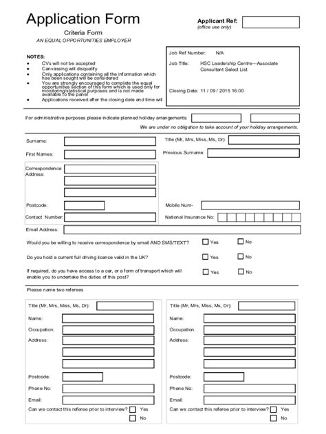 Fillable Online Leadership Hscni Fillable Online Hsc Recruit Form Fax