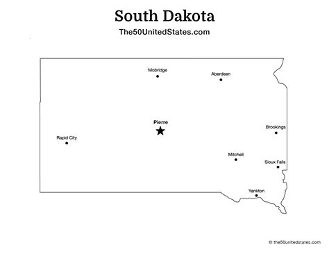 Free Printable State Map Of South Dakota With Cities Labeled The 50