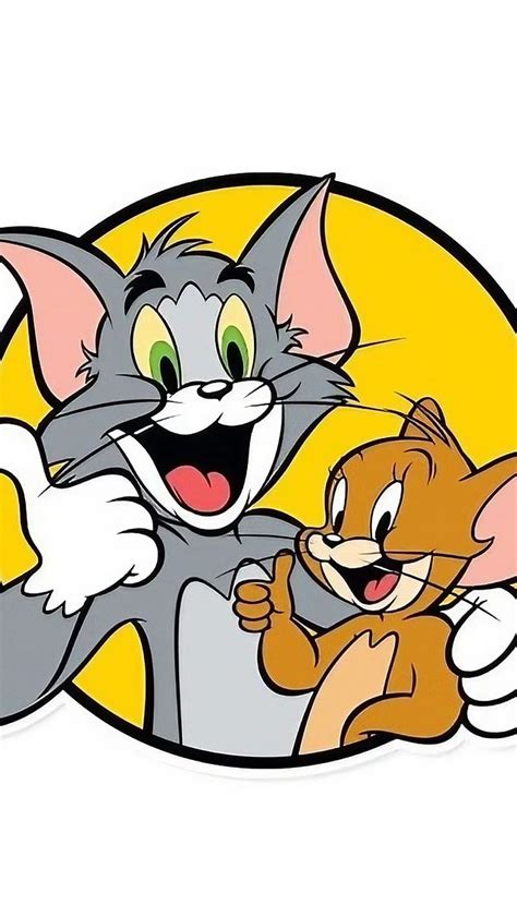 Tom And Jerry Ke Yellow Circle Background Yellow Background Animated