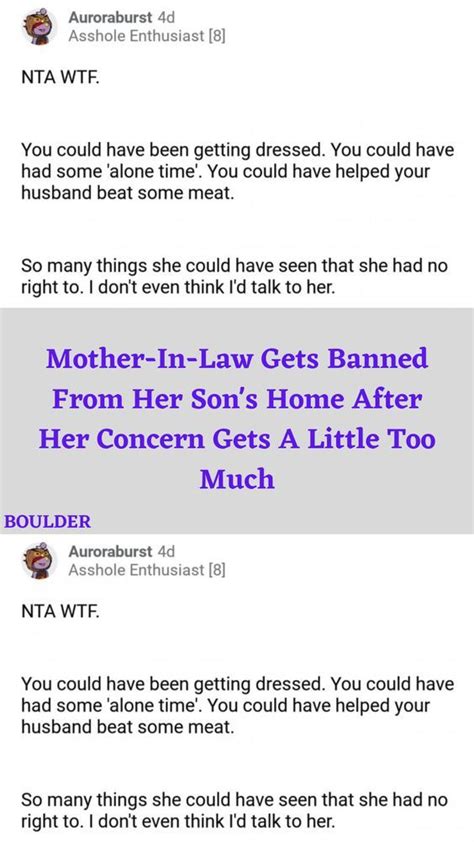 Mother In Law Gets Banned From Her Son S Home After Her Concern Gets A