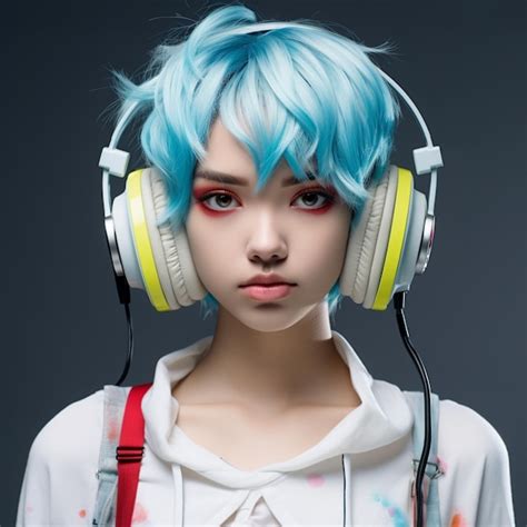 Premium AI Image Anime Girl With Headphones