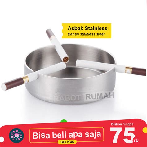 Jual Aloo Asbak Rokok Stainless Tempat Mangkok Bulat Anti Karat