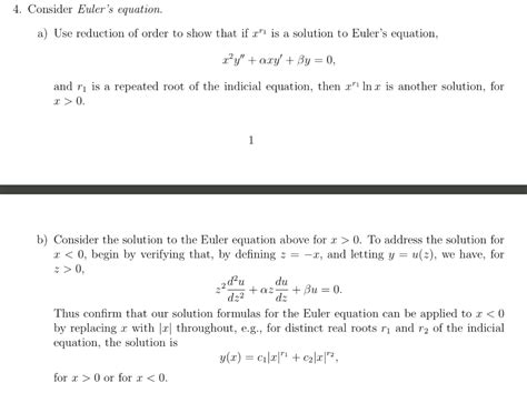 solved 4 consider euler s equation a use reduction of