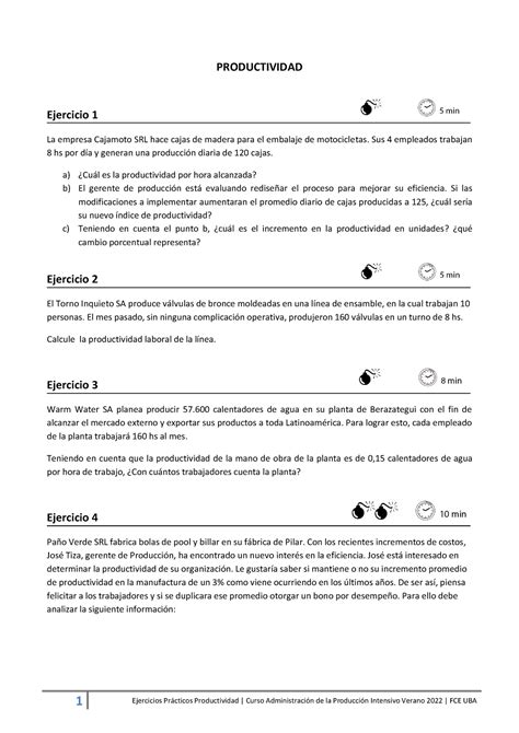 Guía Ejercicios 2022 Productividad 1 Ejercicios Prcticos