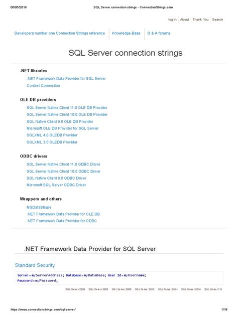 sql server connection strings pdf microsoft sql server databases