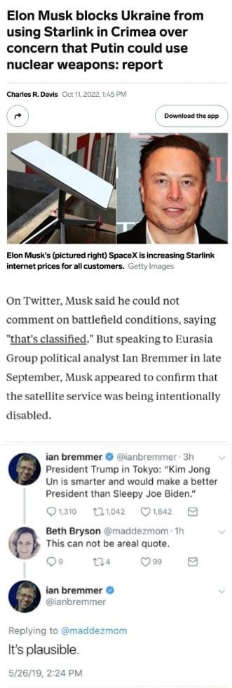Elon Musk Blocks Ukraine From Using Starlink In Crimea Over Concern