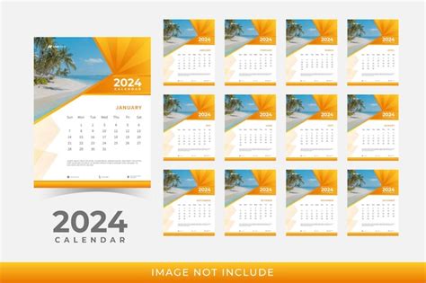 Plantilla de diseño de pared del calendario 2024 diseño de calendario