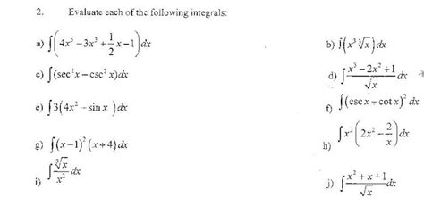 solved evaluate each of the following integrals integrat