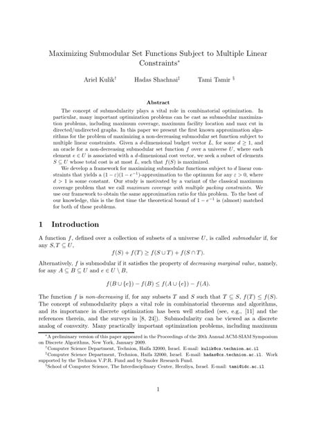 pdf maximizing submodular set functions subject to multiple linear constraints