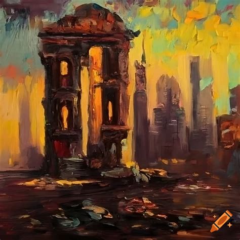 Impressionist Painting Of A Ruined City On Craiyon