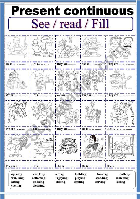 Present Continuous Esl Worksheet By Jhansi