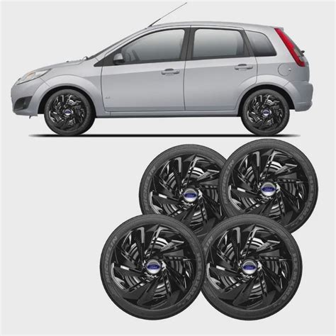 Jogo 4 Calotas Esportivas Aro 14 Nitro Preta Ford Ka Fiesta Submarino