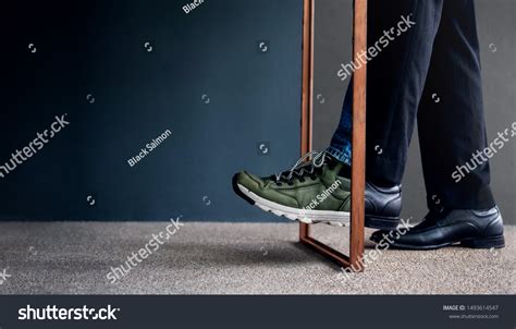 A Man Half In Working And Other Half In Holiday Over Royalty Free