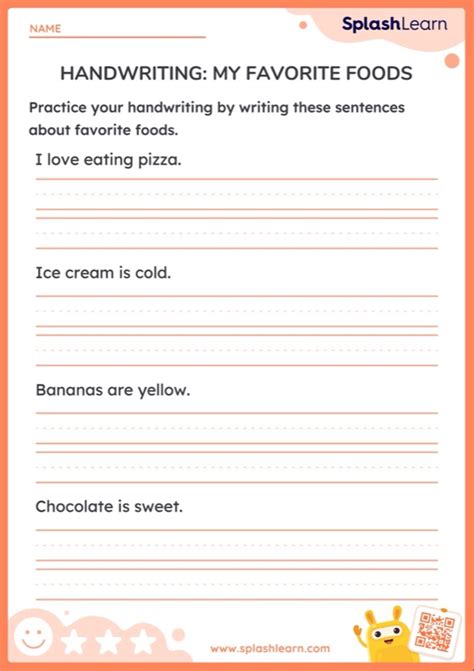 Handwriting My Favorite Foods Printable ELA Worksheet