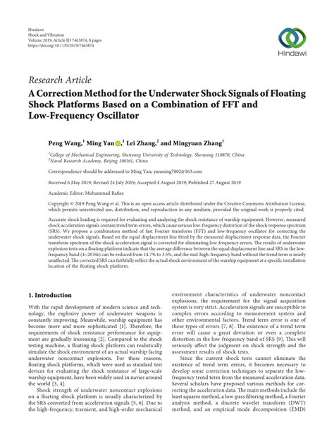 pdf a correction method for the underwater shock signals of floating shock platforms based on
