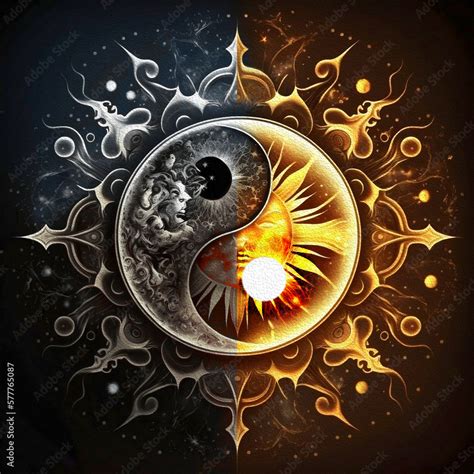 Ying And Yang Logo With The Sun And The Moon As Alternate Halves