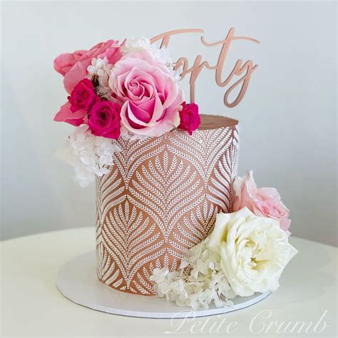 Pin On Bolo Rose Gold Cake Elegant Birthday Cakes Pink Cake Toppers