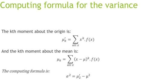 [solved] computing formula for the variance the kth momen