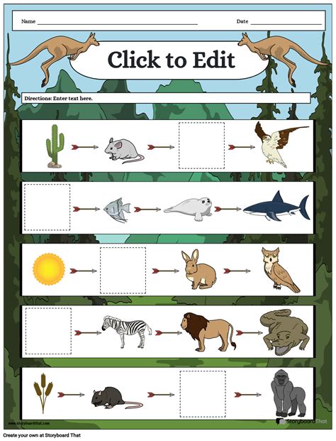 Food Chain And Web Worksheets Free Customizable Templates Worksheets