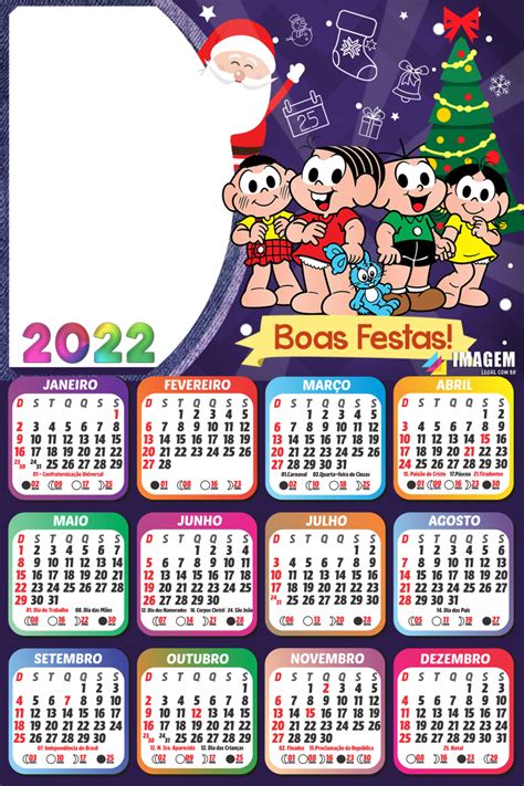 Calendário 2022 PNG Boas Festas Turma da Mônica Imagem Legal