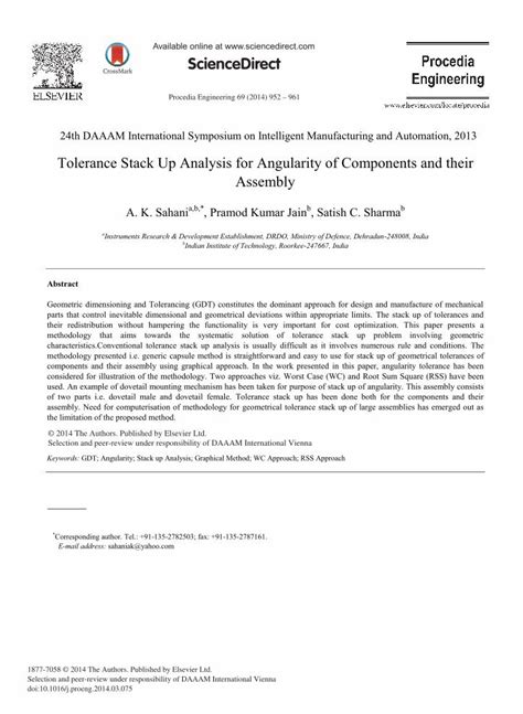 pdf tolerance stack up analysis for angularity of components and their assembly dokumen tips