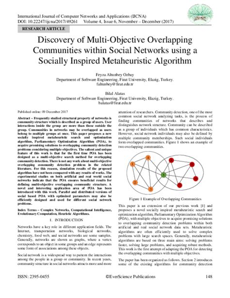 pdf discovery of multi objective overlapping communities within social networks using a
