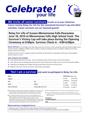 Fillable Online Relay Acsevents Your Life We Invite All Cancer