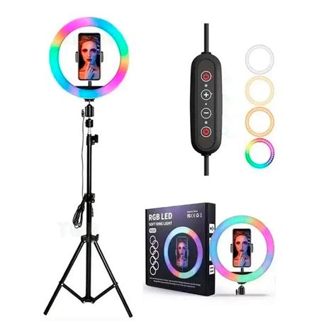 Aro De Luz Led RGB 36cm Con Pedestal Trípode 210cm Luegopago