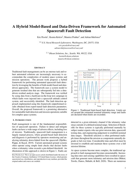 pdf a hybrid model based and data driven framework for automated spacecraft fault detection